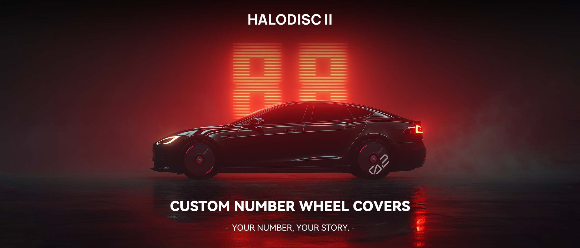 HALODISC 2 Wheel Covers for Tesla | Custom Numbers