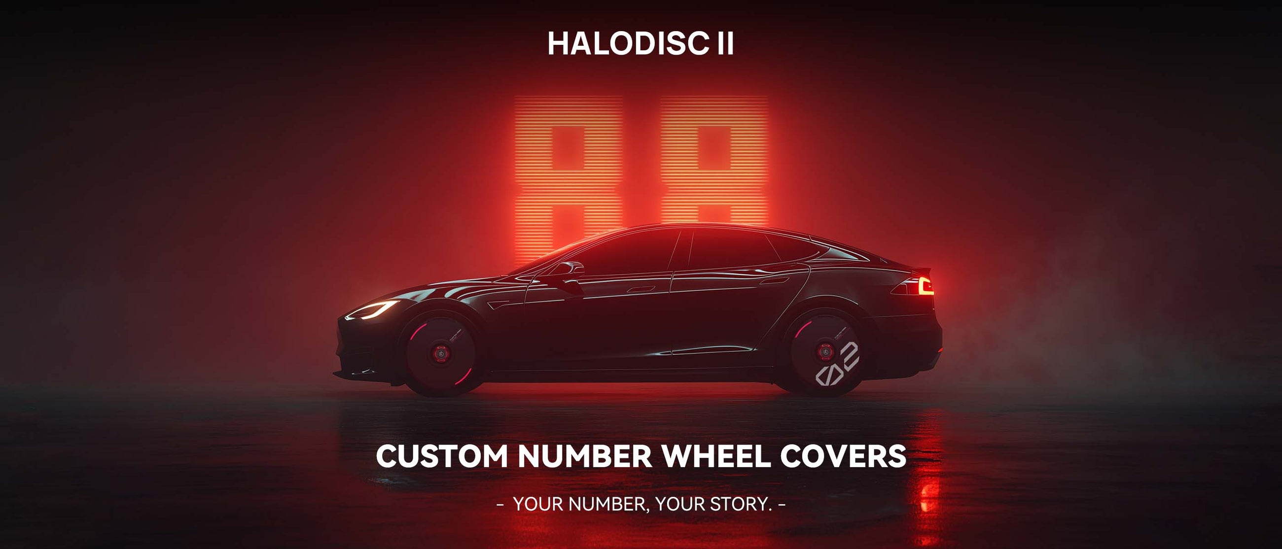 HALODISC 2 Wheel Covers for Tesla | Custom Numbers