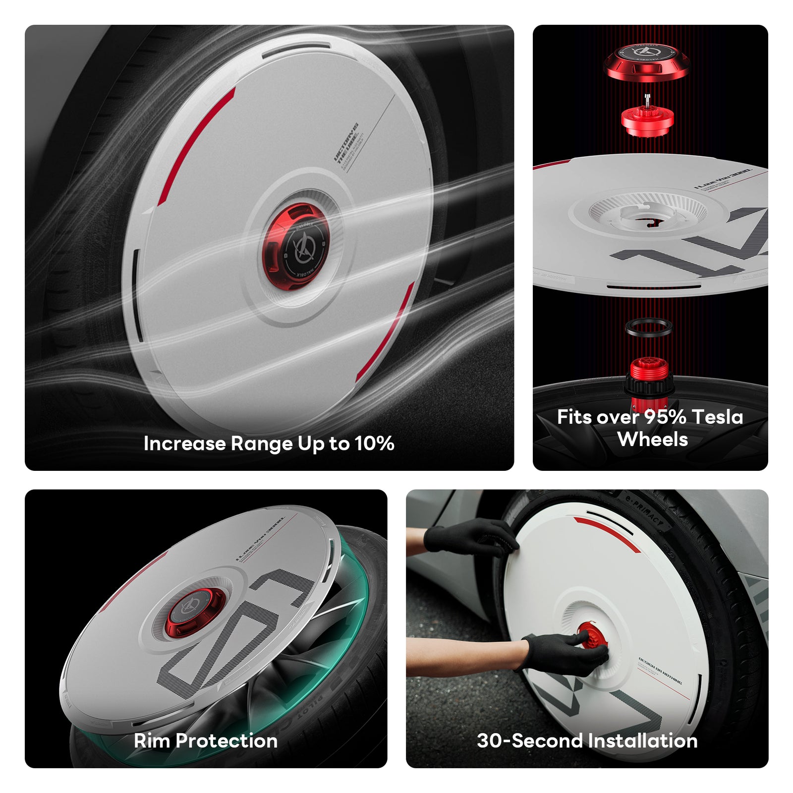 Tesla Wheel Covers with Custom Numbers – HALODISC 2 White